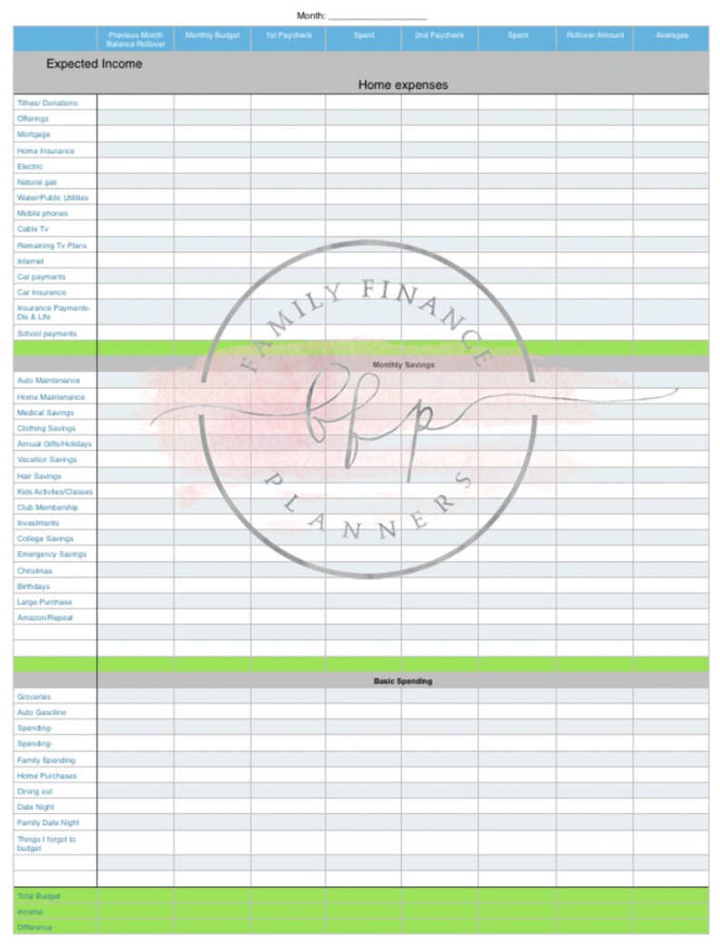 Two Paycheck Monthly Budget Printout/ Budgeting/ Budget Planner ...