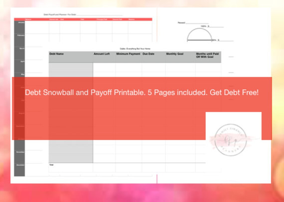 Debt Snowball Printout/ Budgeting/ Budget Planner/ Debt Payoff/ Expense ...