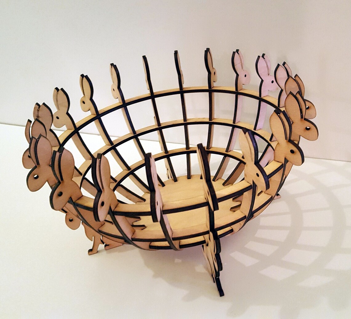 Easter Bunny Basket for Eggs Digital Files Ready for Lasser - Etsy