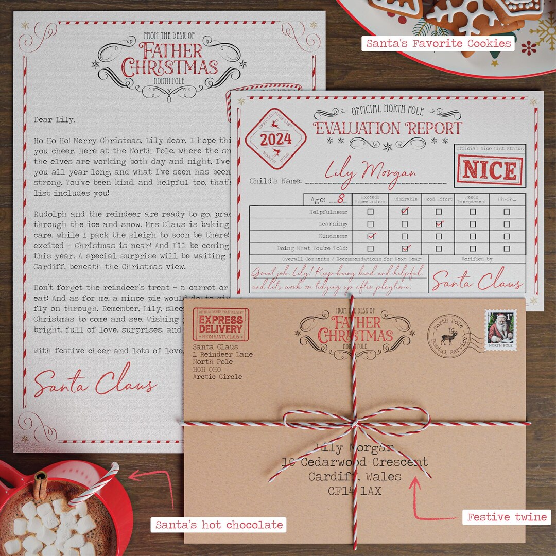 Personalised Letter From Santa + Evaluation Report - Custom Name, Age ...