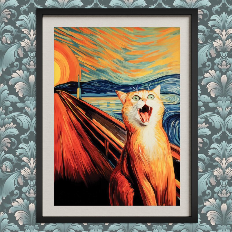 Funny Cat Art - Etsy