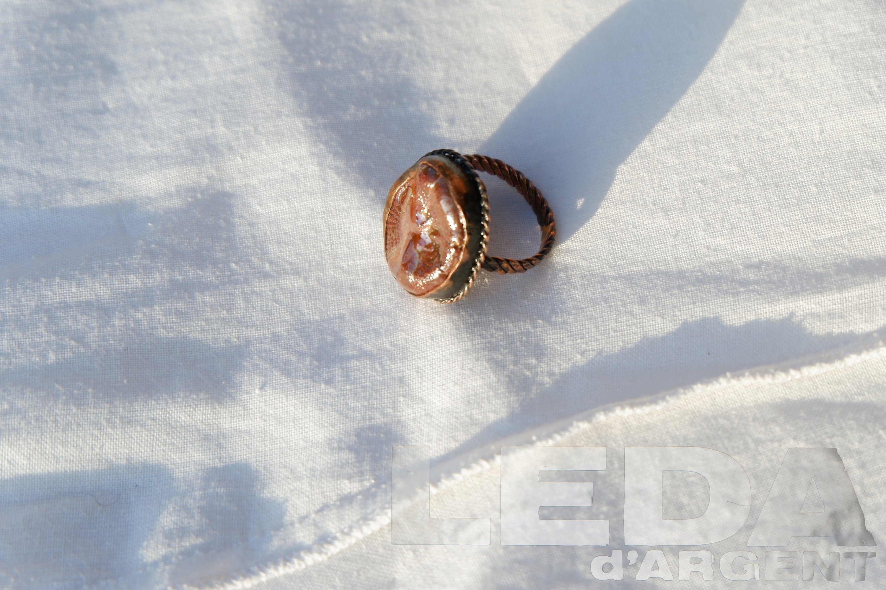 Copper Ring Whit Specially Made Round Eyes From Ceramics SIZE: - Etsy