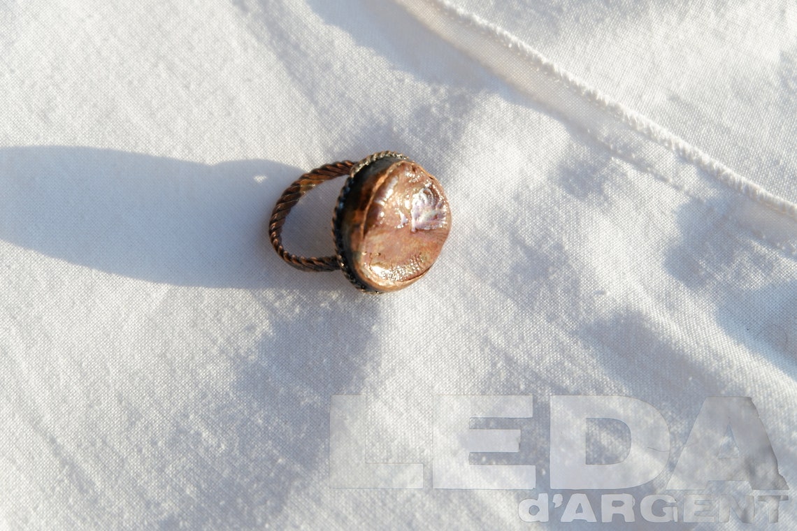 Copper Ring Whit Specially Made Round Eyes From Ceramics SIZE: - Etsy