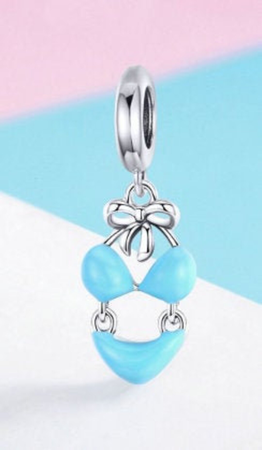Sterling Silver Blue Bikini Charm Swimsuit Charm Bathing - Etsy