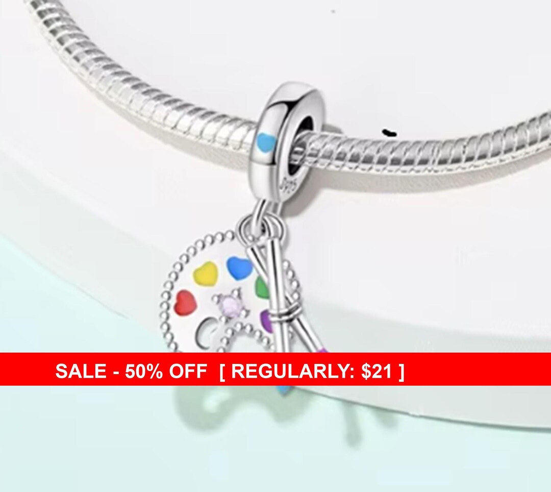 Sterling Silver Palette Charm, Artist Charms, Painter Charm, Paint ...