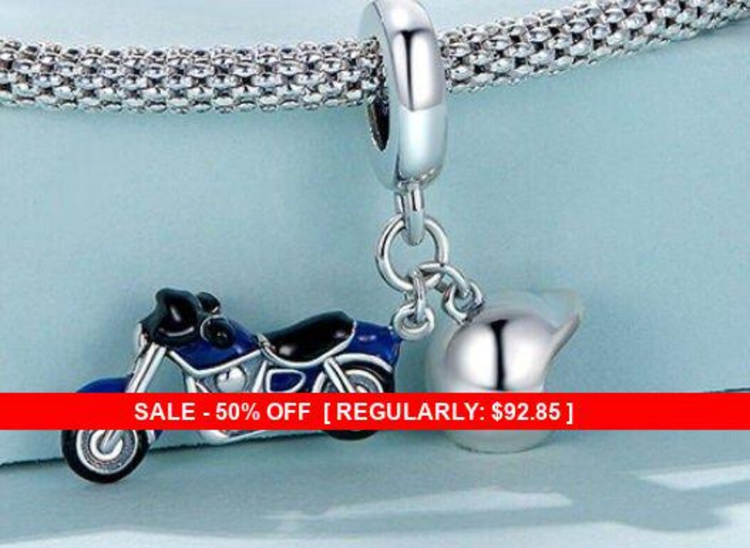 Sterling Silver Biker Girl Charm, Motorcycle & Helmet, Biker Girl ...