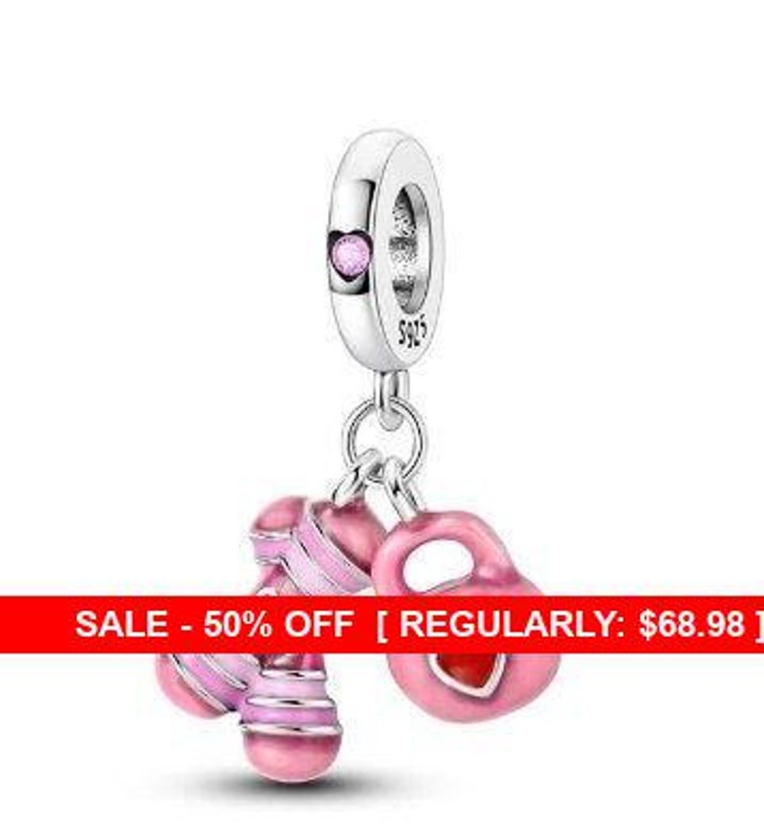 Sterling Silver Pink Barbells and Weights Charm, Strong Women ...