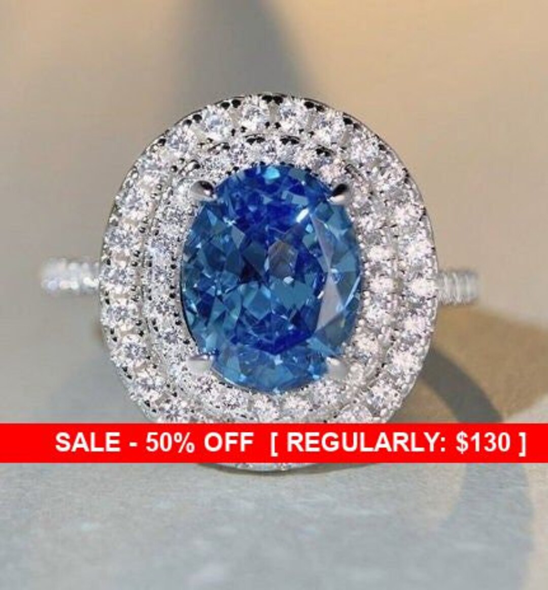 Sterling Silver Blue Lab Diamond Ring, Lab Diamonds, Diamond Ring ...