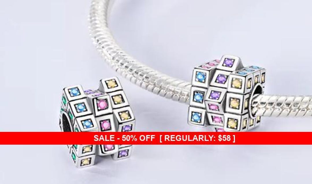 Sterling Silver Rubiks Cube Charm, Game, Games Charm, Puzzle Charm ...