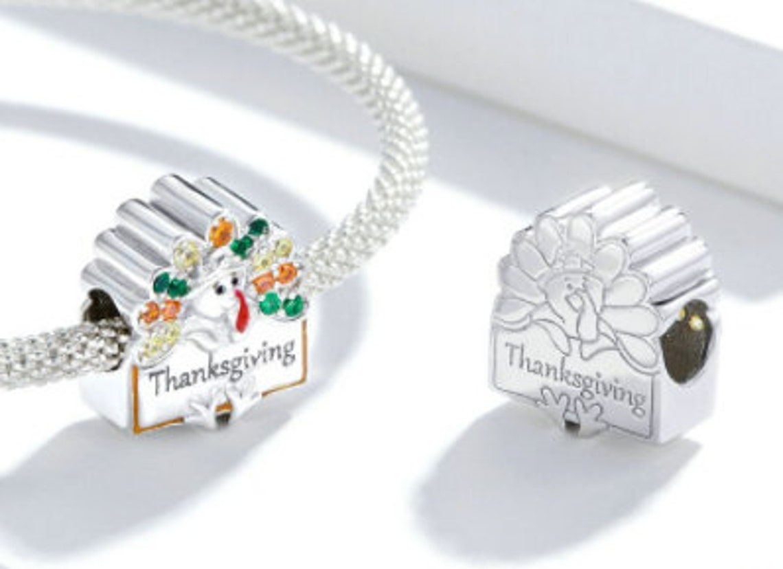 Sterling Silver Turkey Charm Thanksgiving Charm Thanksgiving | Etsy