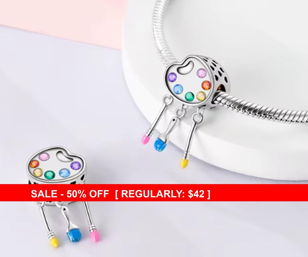Sterling Silver Palette Charm, Artist Charms, Painter Charm, Paint ...
