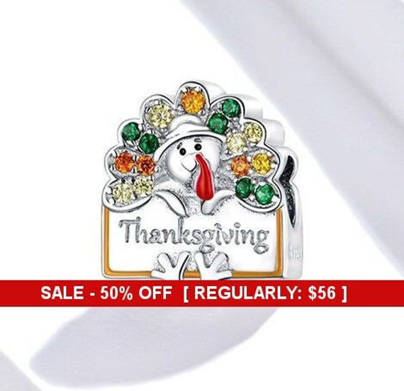 Sterling Silver Turkey Charm Thanksgiving Charm Thanksgiving - Etsy