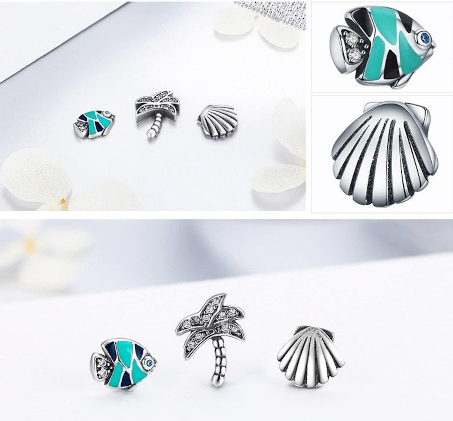 Sterling Silver Tropical Floating Locket Fish Charm Tree - Etsy