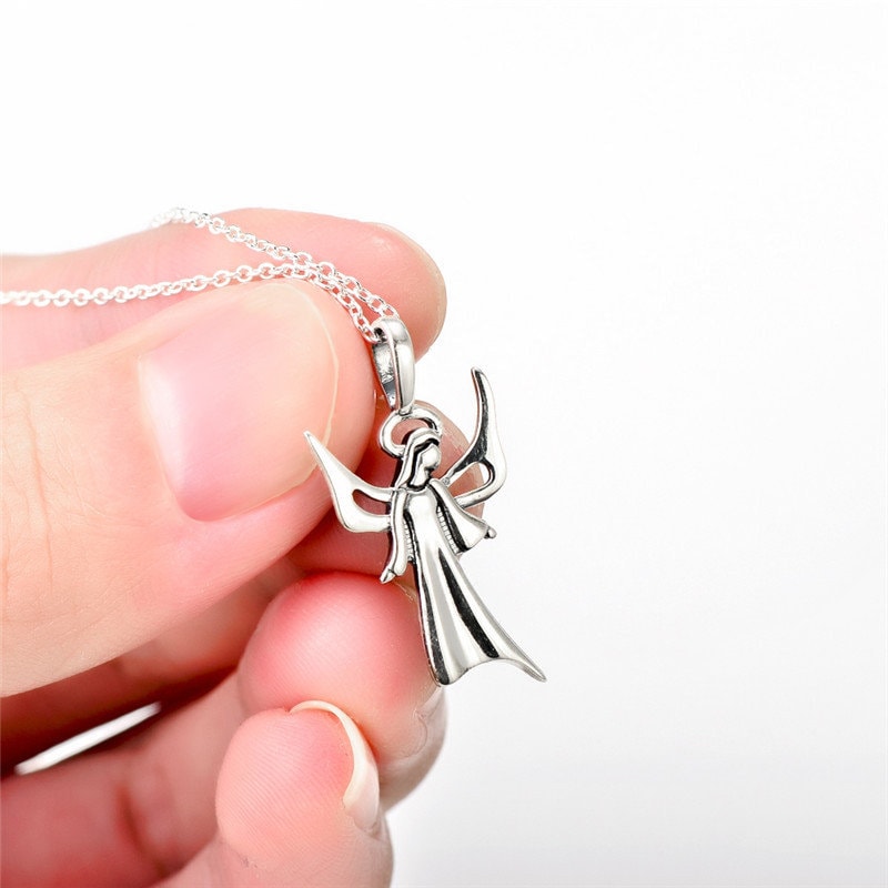 Sterling Silver Angel Necklace Angel Wing Angel Jewelry - Etsy UK