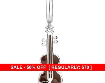 Sterling Silver Violin and Bow Charm Pendant 925 Silver Dangle Musical ...
