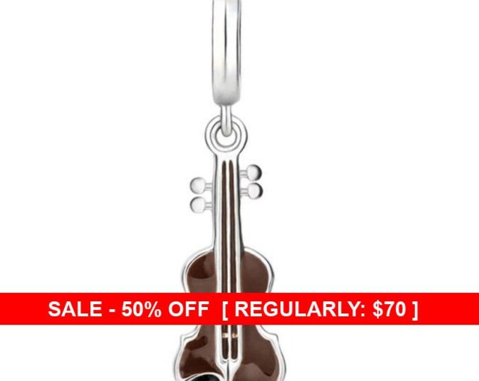 Sterling Silver Violin and Bow Charm Pendant 925 Silver Dangle Musical ...