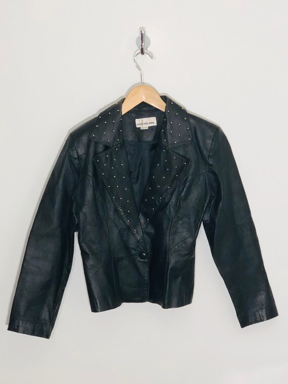 David Benjamin Gold Studded Leather Jacket - Gem