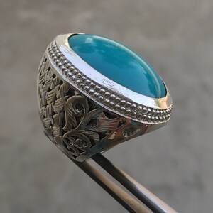 Natural Hussaini Feroza Natural Green Sabza Feroza Real Turquoise Ring ...