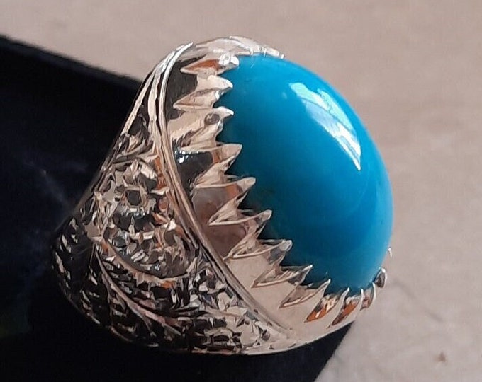 Original Hussaini Feroza Natural Turquiose Ring Natural Green Sabza ...