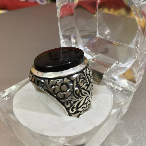 Original Yemeni Aqeeq Akik Stone Ring Blood Red Under Light in | Etsy