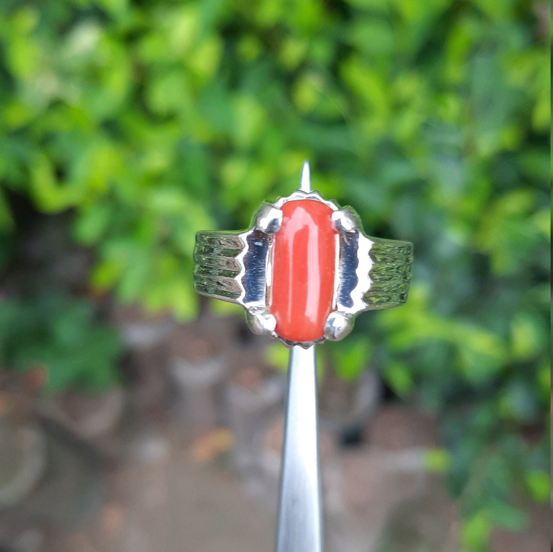 Red Coral Ring Men Natural Marjan Stone Ring in 925 Silver - Etsy