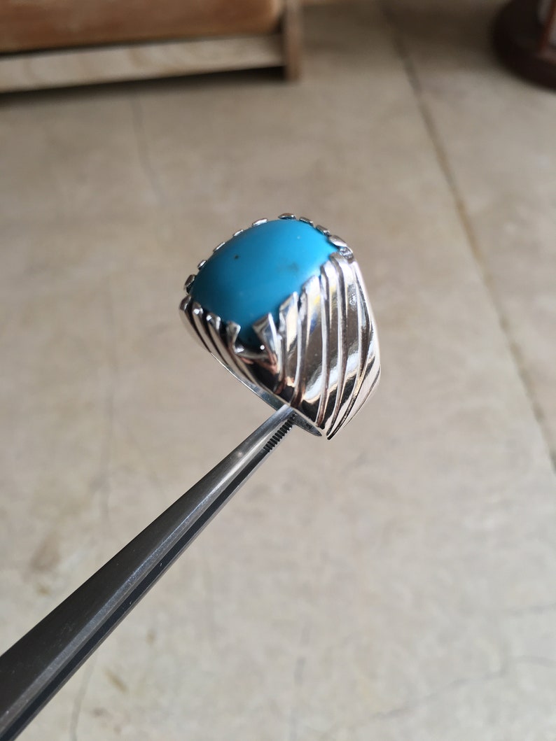 Natural Turquoise Stone Ring Real Hussaini Feroza Ring | Etsy