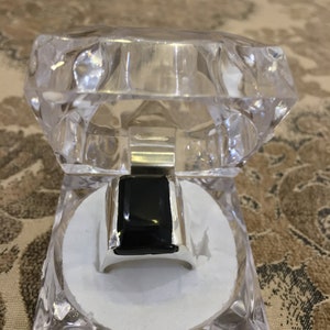 Original Black Aqeeq Akik Haqeeq Stone Ring in Emerald Cut Square ...