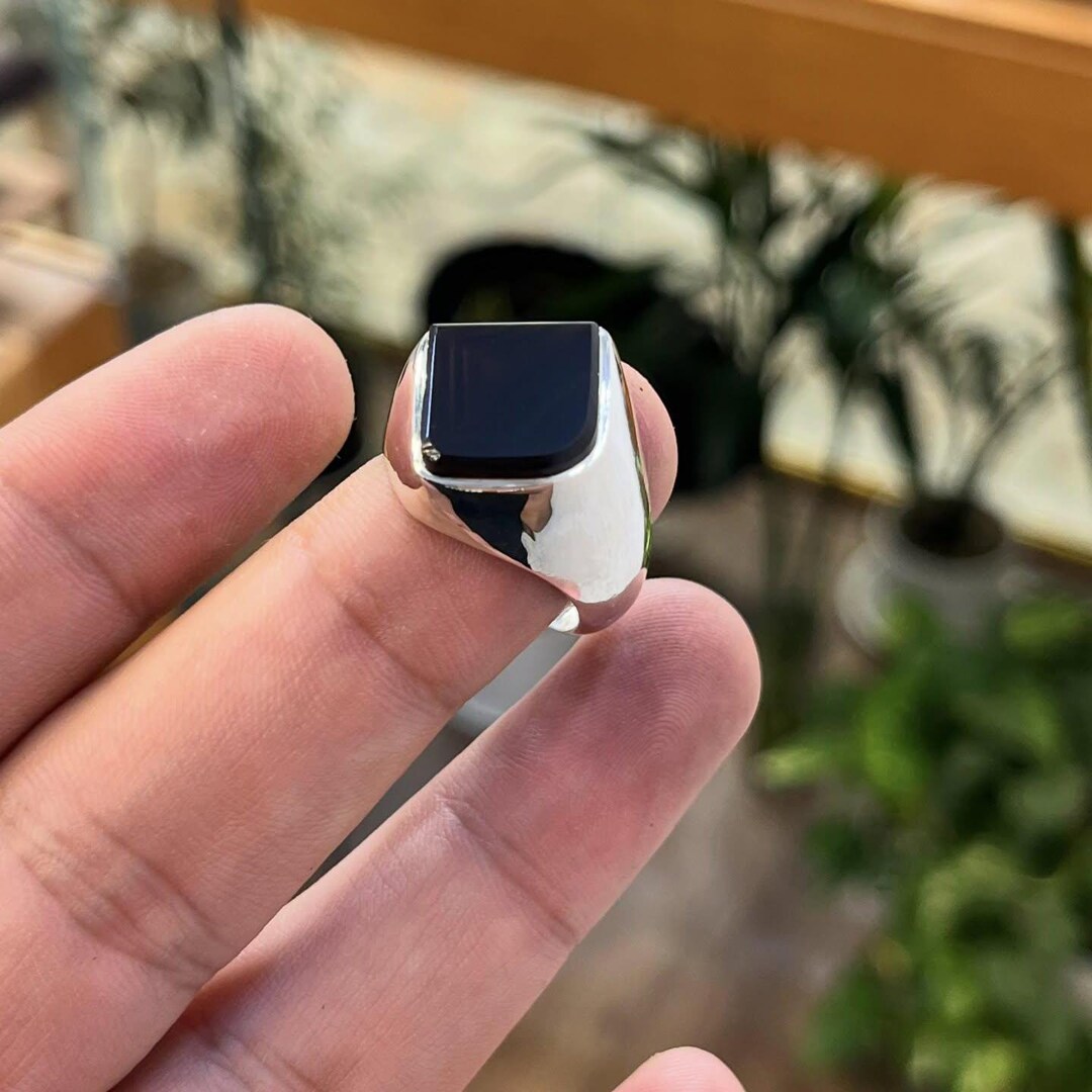 Original Black Yemeni Aqeeq Akik Haqeeq Stone Sterling Silver Ring ...