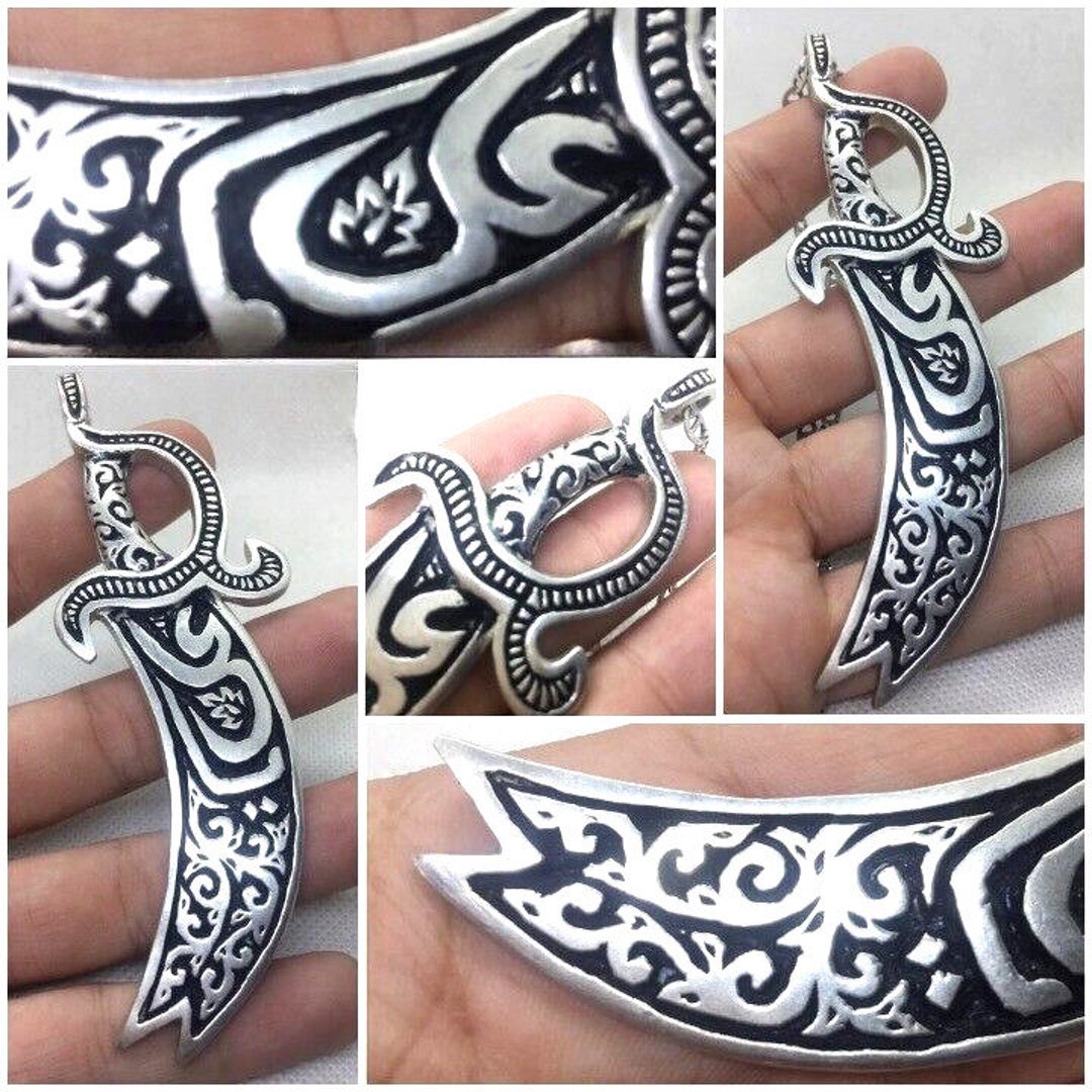Ya Ali A.S Zulfiqar Locket Heavy Engraved Ya Ali in Silver Handmade ...