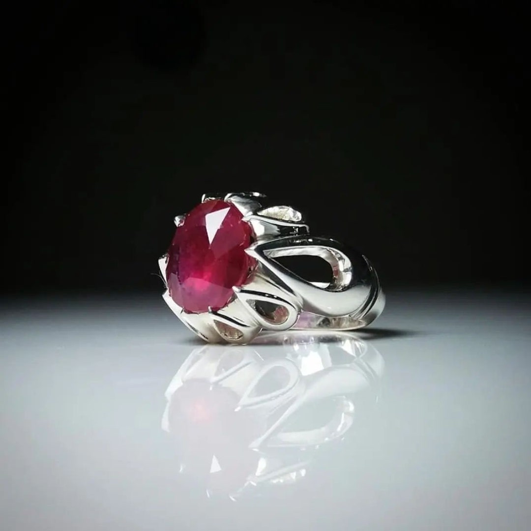 African Natural Red Ruby Stone Sterling Silver Handmade Ring - Etsy