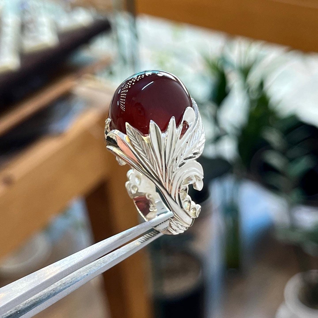 Natural Brown Yemeni Aqeeq Blood Red Under Light Yamani Akik Haqeeq ...