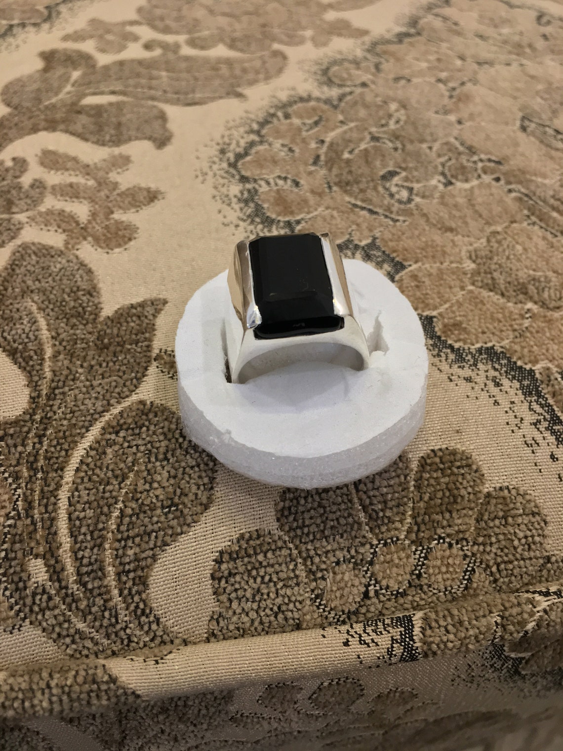 Original Black Aqeeq Akik Haqeeq Stone ring In Emerald Cut | Etsy