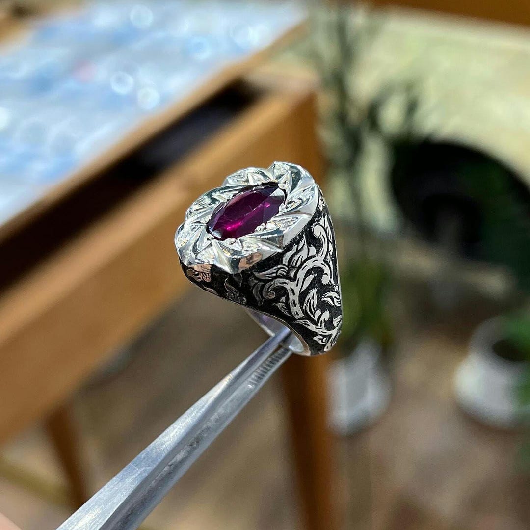 Natural African Blood Red Ruby Ring Red Ruby Mens Ring Real Ruby Yaqoot ...