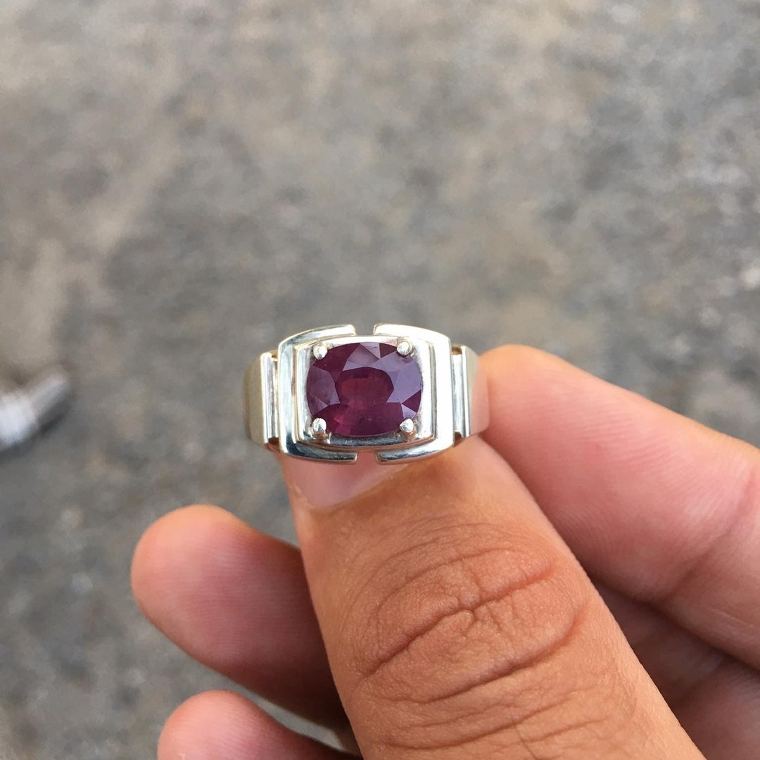 Original Pigeon Blood Red Ruby Stone Sterling Silver 925 Ring Real ...