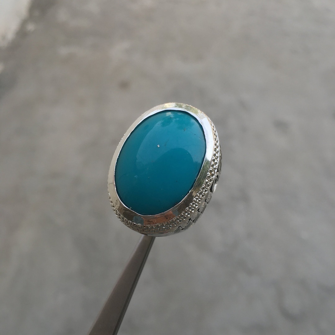 Natural Hussaini Feroza Natural Green Sabza Feroza Real Turquoise Ring ...