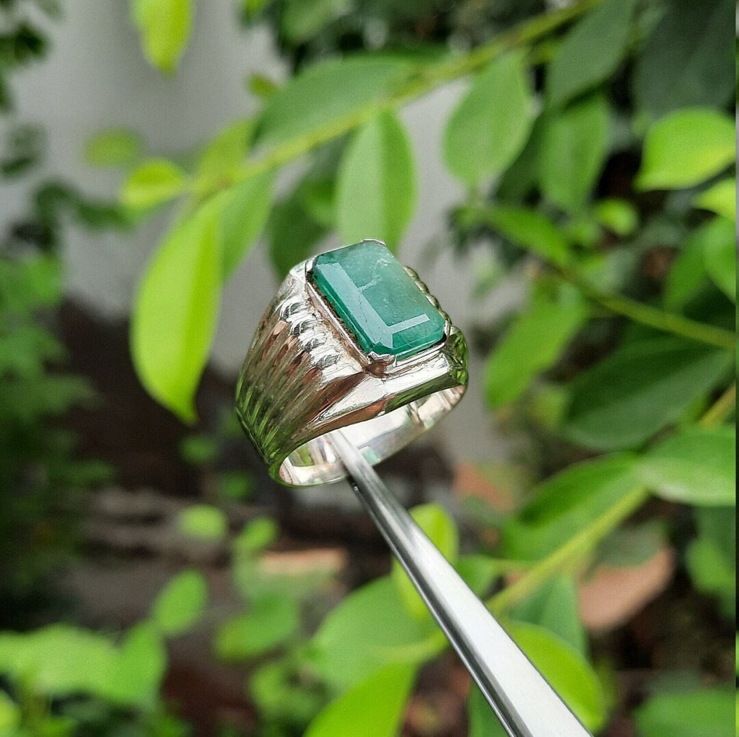 Real Emerald Stone Ring Natural Emerald Stone Ring From Swat Genuine ...