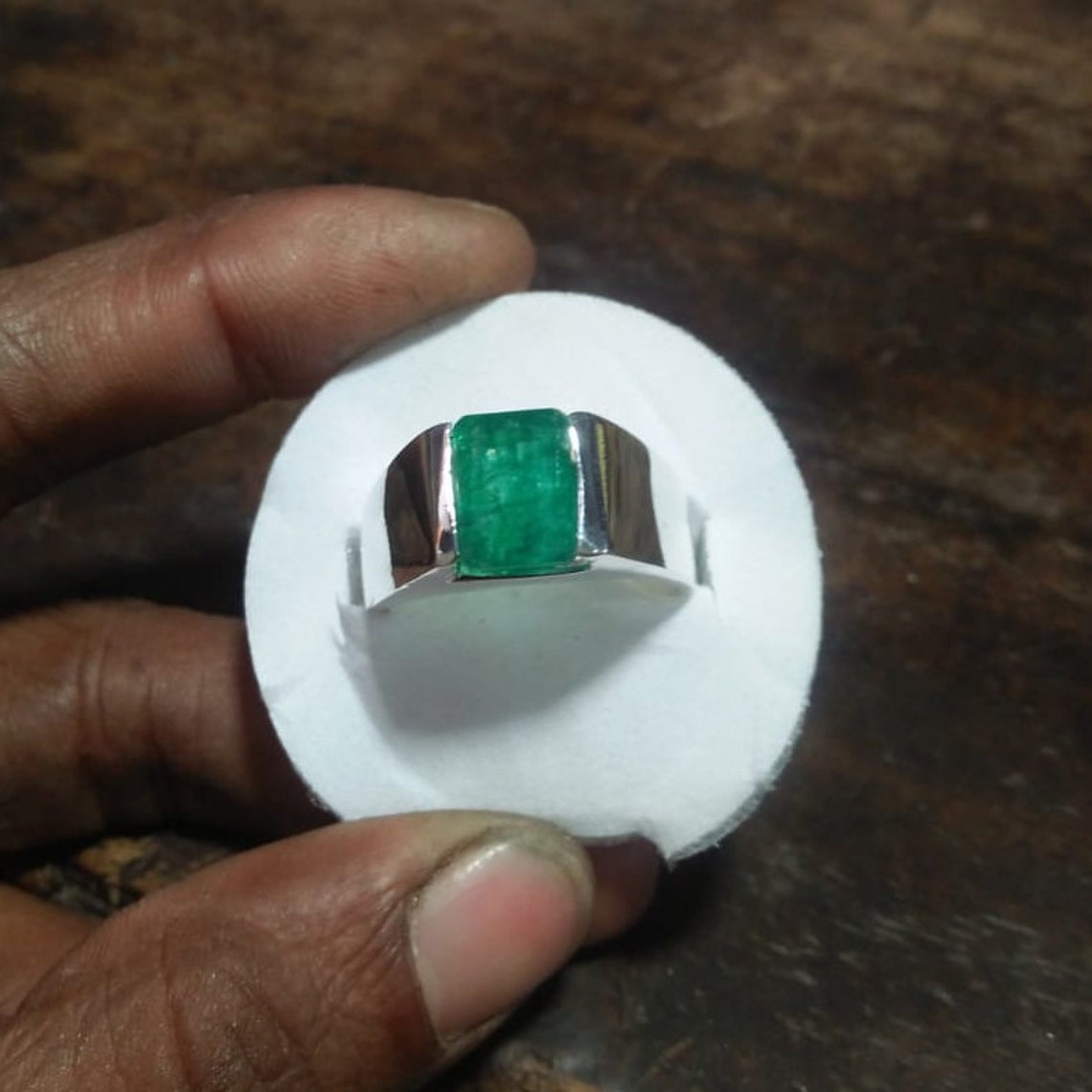 Natural Emerald Ring Original Emerald Stone Ring Natural | Etsy