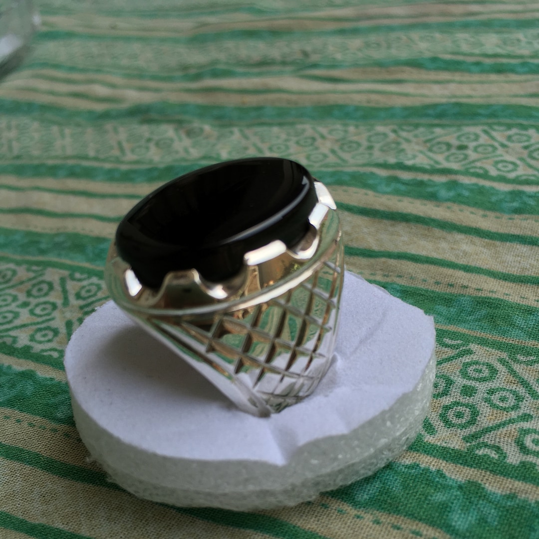 Original Yemeni Aqeeq Black Aqeeq Haqeeq Akik Stone Ring Blood Red ...
