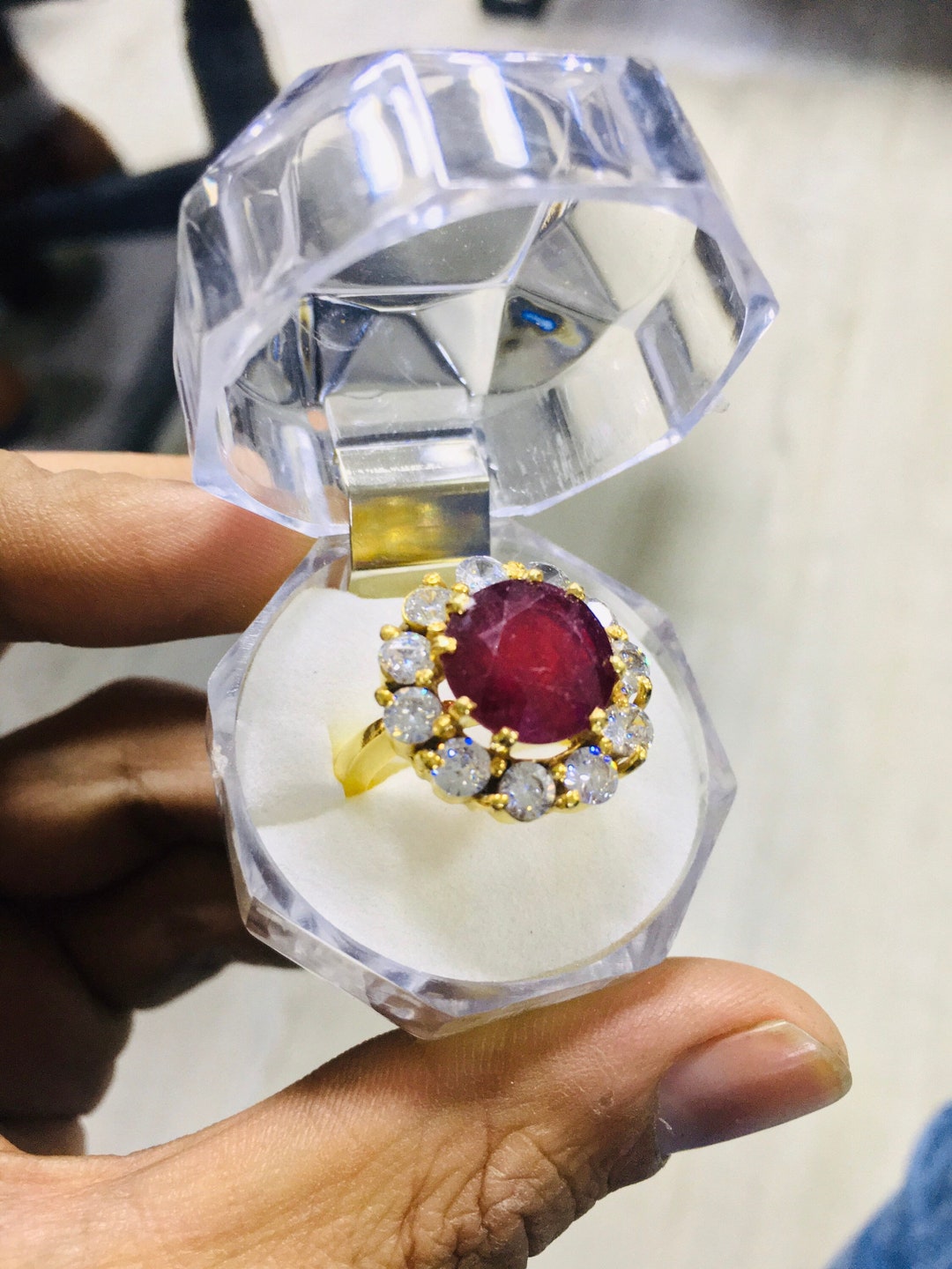 Bague ruby originale pour dames en 22k Or Plaqué naturel ruby - Etsy France