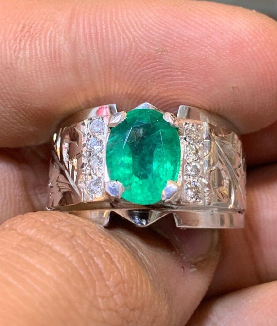 Original Top Quality Beautiful Zambian Emerald Zamurd Gemstone Ring for Mens Etsy