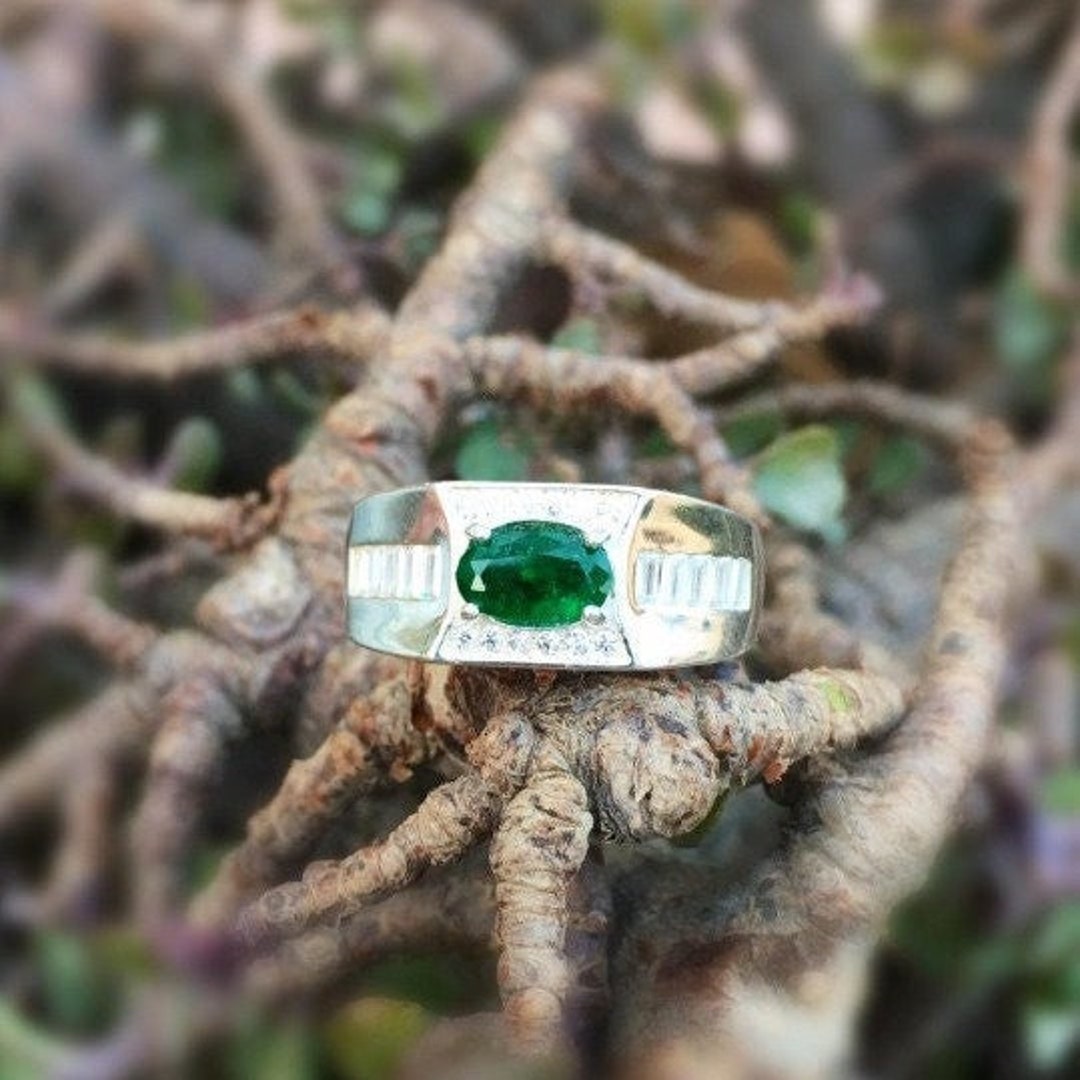 Natural Vivid Green Swat Emerald Stone Sterling Silver Ring Valentine ...