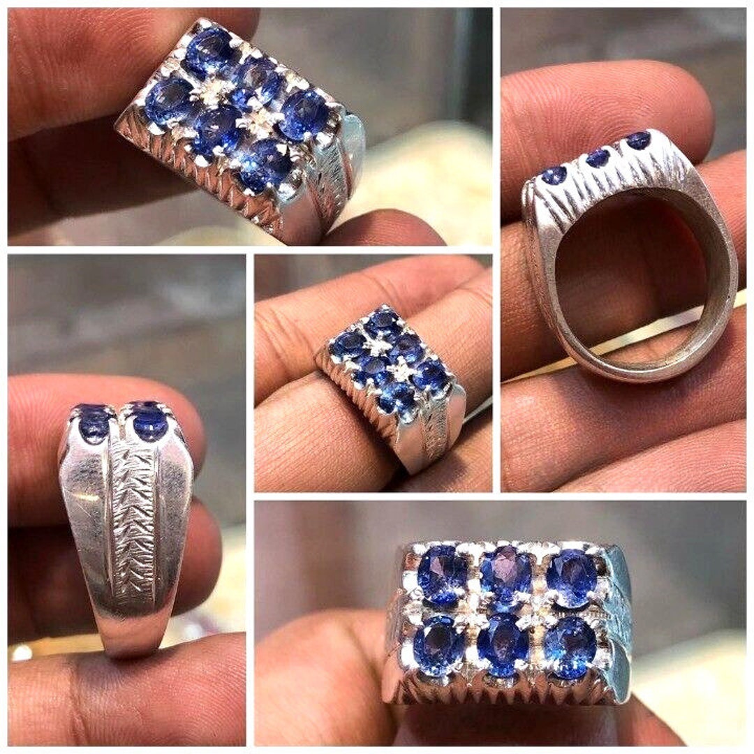Royal Blue Ceylon Sapphire Multi Ceylon Stone Ring Genuine - Etsy