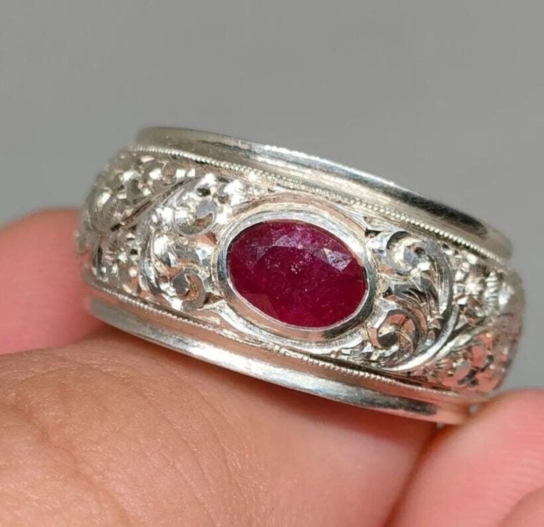 African Ruby Ring Real Natural Original Untreated Ruby Yaqoot Silver ...