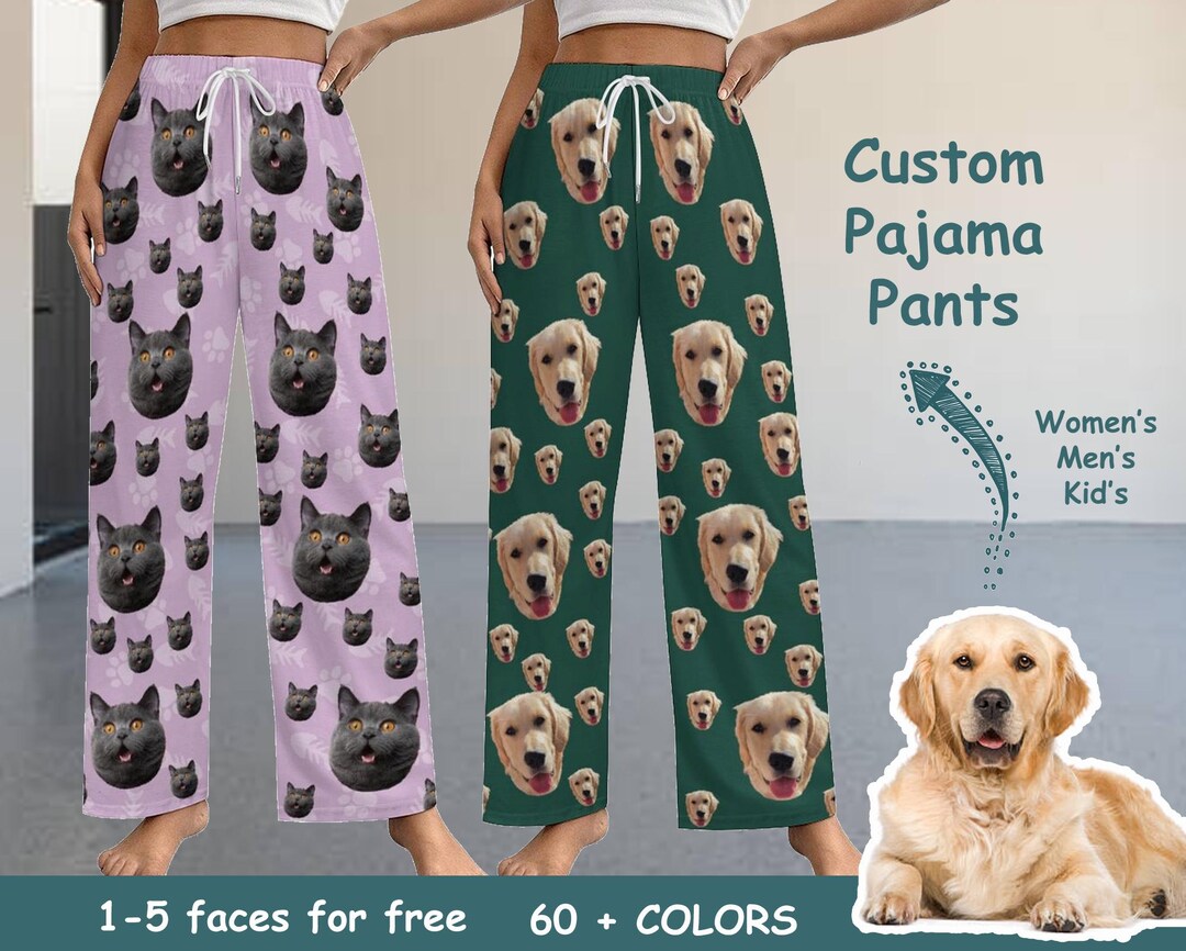 Custom Pajama Pants,personalized Dog Pajamas,custom Cat Pyjamas,men ...