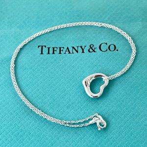 Tiffany Co Elsa Peretti Open Heart Pendant and Silver Chain. Etsy
