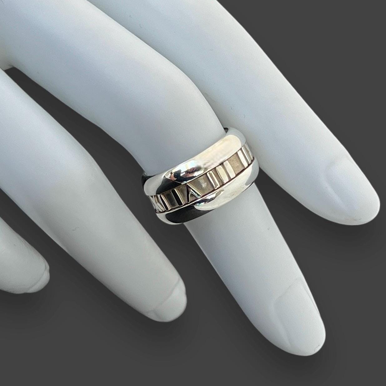 AUTHENTIC Tiffany and Co Pinky Ring Atlas Ring Vintage Tiffany Silber Ring mit romischen Ziffern UK GroBe H Statement Silber Ringe Etsy