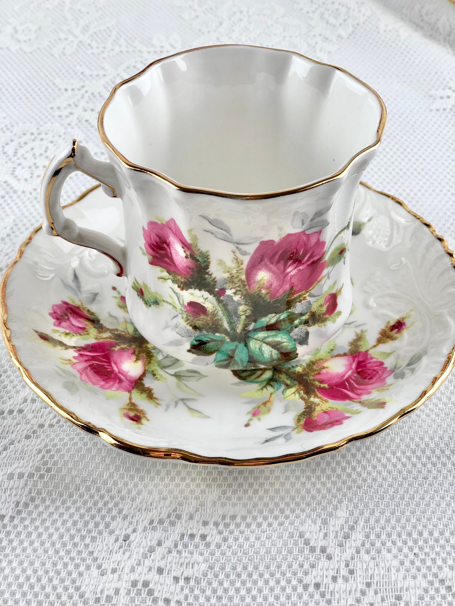 Hammersley Grandmother’s Rose Tea Service Plates Teacups Cake Stand ...