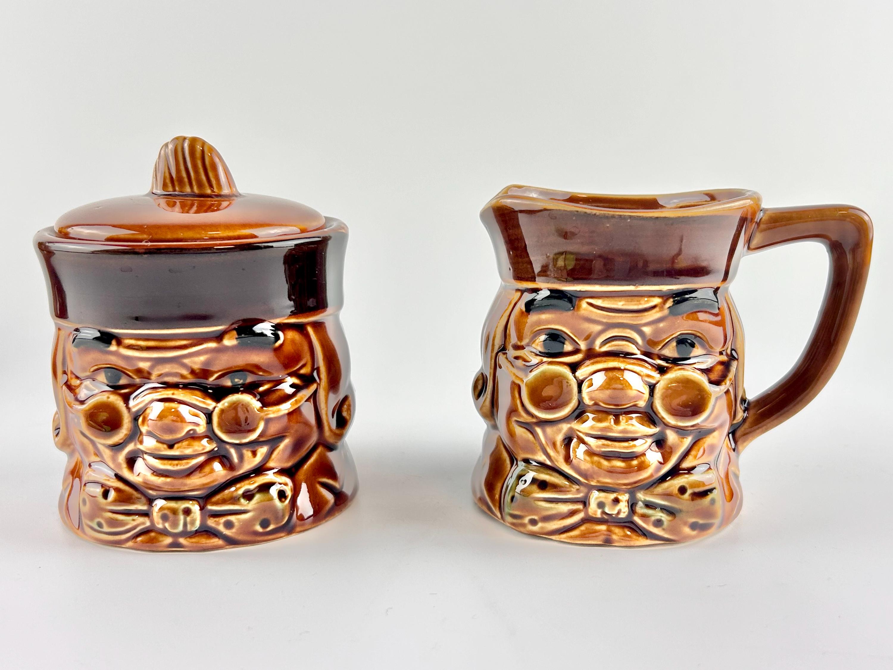 Ben Franklin Tea Set, Teapot, Creamer, Sugar Bowl, Face Tea Set, Japan ...