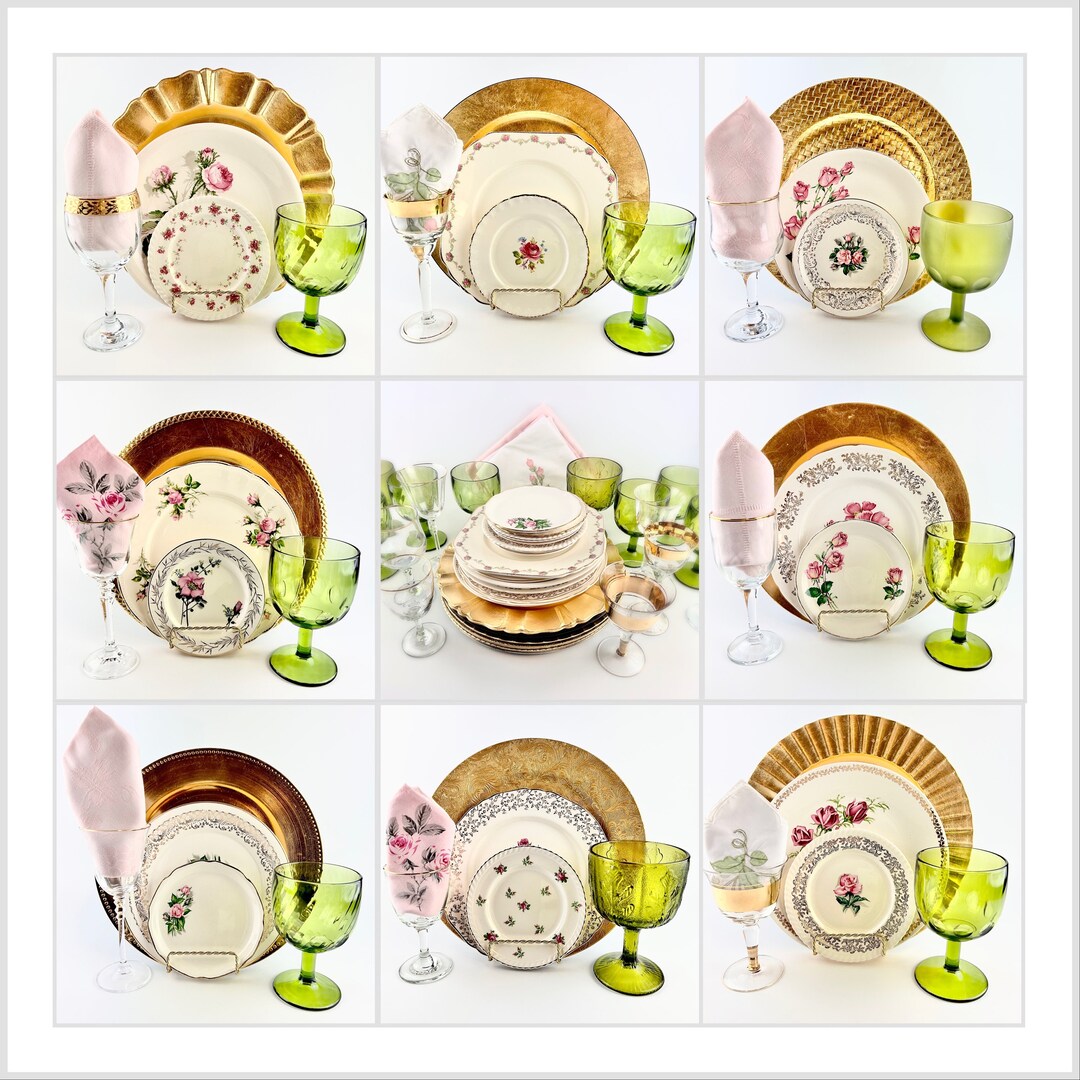 Mismatched 6 Piece Place Setting, Service for 8 Dinnerware Set, Boho ...