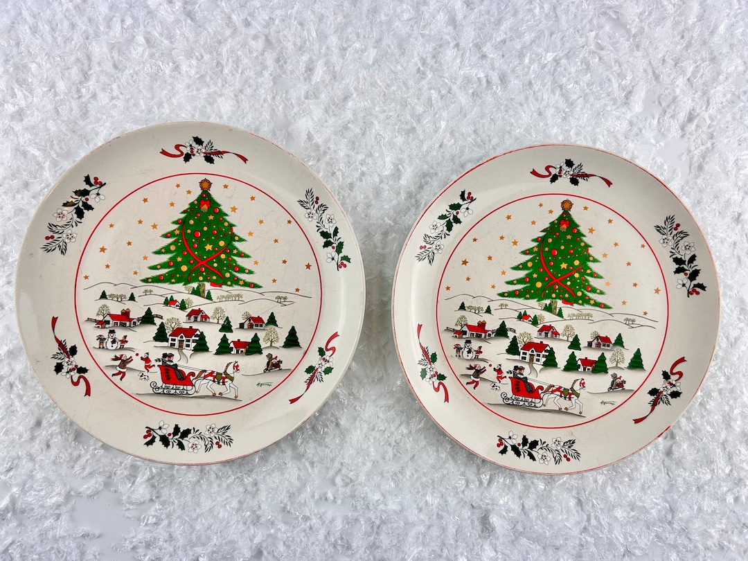 Vintage Christmas Plates, Christmas Decor, Winter Scene - Etsy
